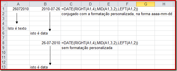 Transformar texto em data – EXCELer